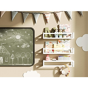 TidyCorner Upgraded Thick Floating Shelves - Multi-Use Wall-Mounted Bookshelves for Kids and Nursery, Ideal for Books, Toys, Spice Rack, Decor - White