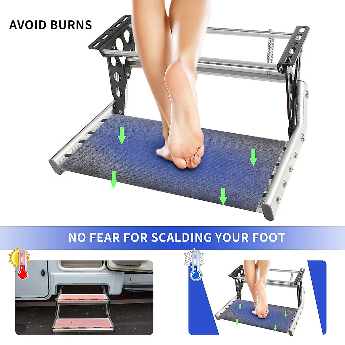 weruisi RV Step Covers 3 Pack RV Step Rugs Wrap Around Camper Stair Rugs for Radius Steps Keep Your RV Cleaner Works on Electrical and Manual RV Steps (18" Wide)