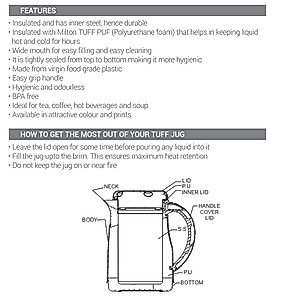 Milton Viva Tuff 500ml Tea,Coffee and Water Jug vacuum-insulated steel flask