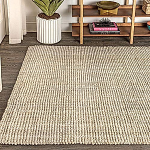 JONATHAN Y NFR103A-8 Hiro Hand Woven Chunky Jute Indoor Area -Rug Bohemian Farmhouse Easy -Cleaning Bedroom Kitchen Living Room Non Shedding, 8 X 10, Ivory