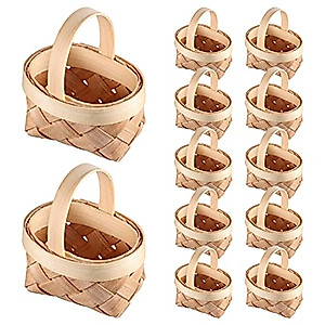 DOITOOL 24PCS Mini Woven Baskets with Handles for Party Favors Crafts Decor, Small Woven Baskets for Wedding Party Favor Farmhouse Decor