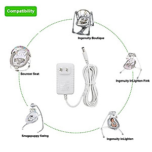 Snugapuppy Power Cord, 6V AC Adapter Replacement for Fisher Price/Ingenuity Swing, 10 ft Charger Cable