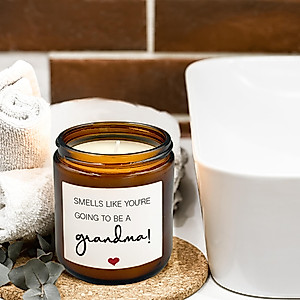 kdqua Pregnancy Announcement Gifts for Grandma Lavender Scented Candles, Mothers Day Baby Shower Gifts for Grandma, Promoted to Grandma New Grandma to Be Gifts Candle Soy Wax Amber Jar Candles