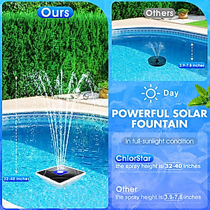 ChlorStar Solar Fountain With Light Show,2024 Large Solar Pool Fountain With Anchor,Square Floating Pool Fountains for Inground Above Ground Pool,Solar Powered Water Fountain Pump for Pool,Outdoor-1PC