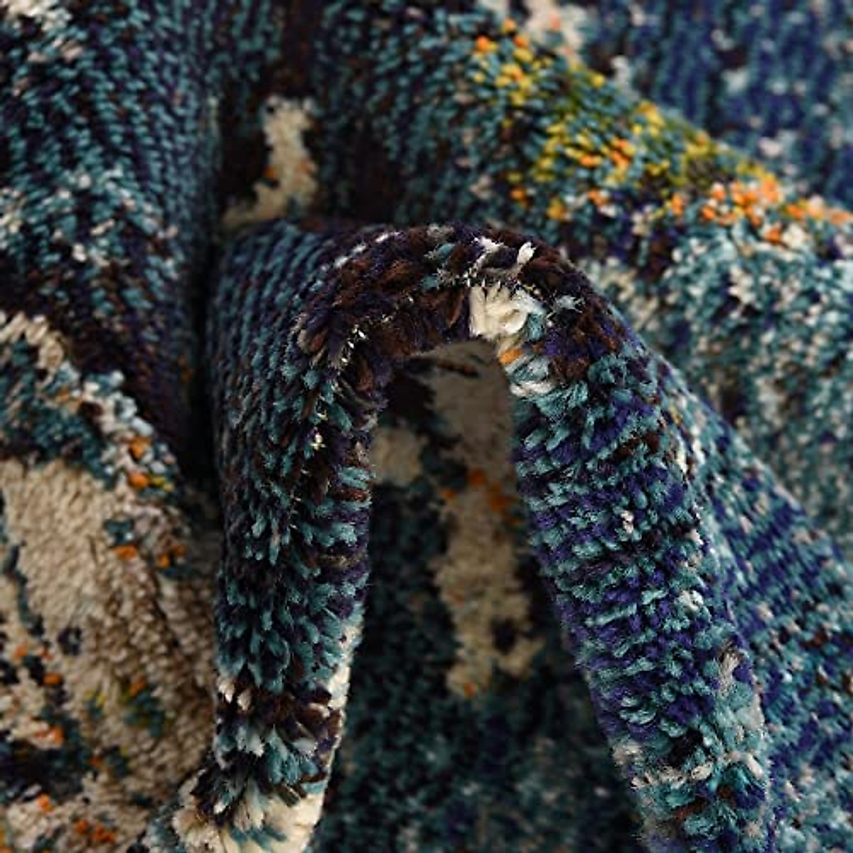 Unique Loom Estrella Collection Distressed, Landscape, Abstract, Modern, Earth Tones Area Rug (3' 3 x 5' 3 Rectangular, Navy Blue/Green)