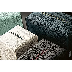 VETY[EmphaSeams] Bottom Touch Fastener-Tissue Box Cover, PU Leather 9.5"x5"x5" Rectangle-Bathroom Organizer,Accessories, Bathroom Vanity, Countertop, Night Stand, Office Desk, Modern Stylish - Mint