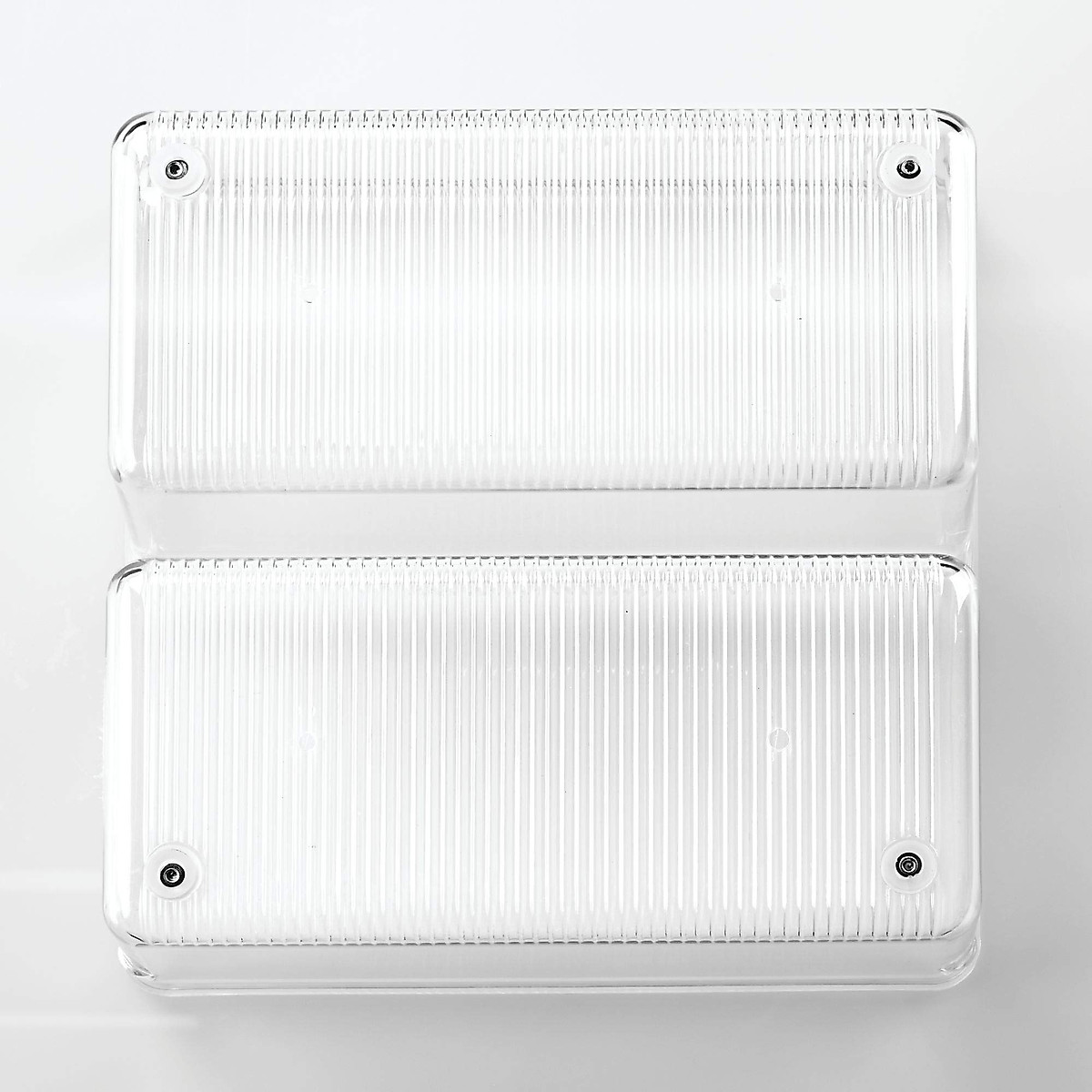 InterDesign Linus Twin Kitchen Drawer Organizer for Silverware, Spatulas, Gadgets - 8" x 8" x 3", Clear