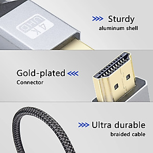 RIIEYOCA UHD 4K HDMI Male to HDMI Male Braided Cable 0.75ft 18Gbps High Speed HDMI 2.0 Cable Supports 4K@60Hz,1080p,2K,HDCP 2.2,ARC,3D, Male to Male Cord for Blu-ray Players,HDTV,3D,Roku Ultra (2pack)