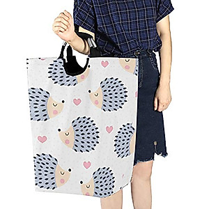 Nander Laundry Basket Hedgehog Polka Dot Large Hamper Foldable Bag for Dirty Clothes Organizer Laundry Bag Picnic Baskets Print Toy Gift Organizer