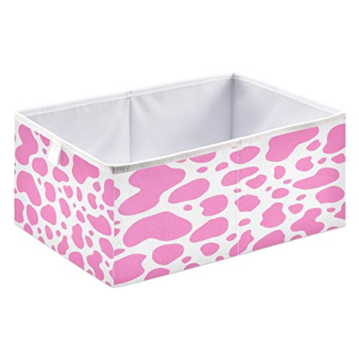 xigua Pink Cow Print Cube Storage Bins Organizer - 11x11x11 Inch Foldable Fabric Storage Baskets with Dual Handles for Closet Room Storage Room Shelves (1PACK)