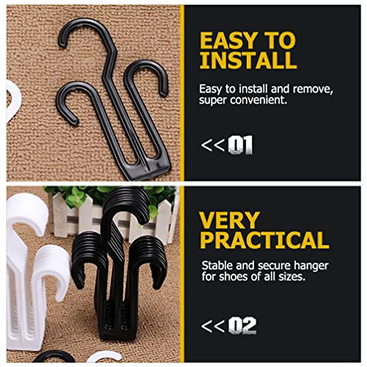 LIOOBO Sneaker Rack Bike Shoe Holder Drying Rack: 24pcs Plastic Cycle Shoe Hanger Towel Hooks Double Hooks Hanging Shoe Organizers Sneaker Shelf