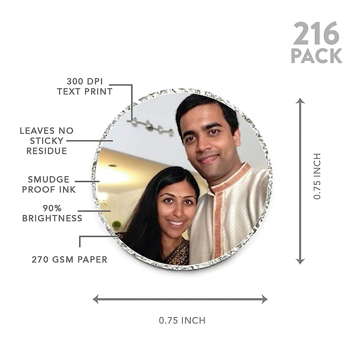 Andaz Press Photo Personalized Chocolate Drop Labels, Fits Kisses, Wedding Bridal Shower, 216-Pack - Custom Made Any Image