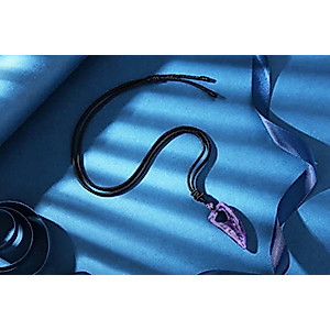 MAIBAOTA Necklaces for Men Adjustable Black Rope Necklace Amethyst Crystal Stone Pendant Necklace Men's Jewelry