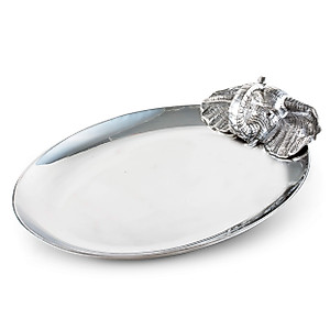 Arthur Court Designs Aluminum Elephant Oval Platter Food Serving Bar Tarnish-Free 21 inch x 11 inch