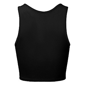 Camisole Crop Tank Top Sexy High Crew Boat Neck Slim Classic Knit Fit Black M