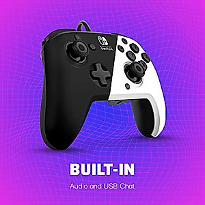 PDP Gaming Faceoff Deluxe+ Wired Switch Pro Controller - Officially Licensed by Nintendo - OLED Model- Black/White - Nintendo Switch