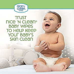 Nice 'N Clean Scented Baby Wipes | Made with Plant-Based Fibers | Green Tea Cucumber Scent | 64 Wipes (Pack of 6)