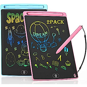 2 Pack LCD Writing Tablet Drawing Writing Board Erasable Doodle Pad Toy for Kids Learning Education 8.5 inch Blue and Pink