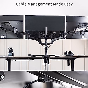 VIVO Triple Monitor Height Adjustable Desk Mount, 2 Pneumatic Arms, 1 Fixed, Counterbalance Stand, 17.6 lbs Weight Capacity per Screen, Max VESA 100x100, Fits up to 32 inch Screens, Black, STAND-V300G