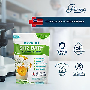 Hemorrhoid Treatment Sitz Bath Salt Natural Soaking Blend - Epsom Salt with Pure Essentials Oils for Fissure, Postpartum Care, Bartholin Cyst Treatment - Essential Mix for Self Care - 1 Pack - 14.1 oz