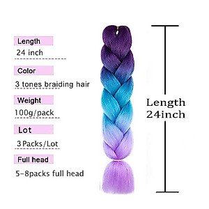AFNOTE Ombre Braiding Hair 24 Inch Braid Hair Extensions 3Pcs Pre Stretched High Temperature Crochet Braiding Hair (C26)…
