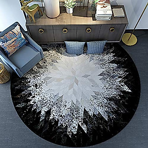 Round Area Rug, Washable Flannel Carpet Round Rugs for Corner Non-Slip Floor Mat Perfect for Bedroom Kitchens Dining Rooms