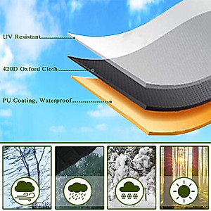 Patio Furniture Covers Heavy Rectangular Outdoor Couch Cover, 420D Waterproof Furniture Covering Anti-UV Windproof Patio Table Covers for Table Chair Rattan Furniture Black L59 xW59 xH30