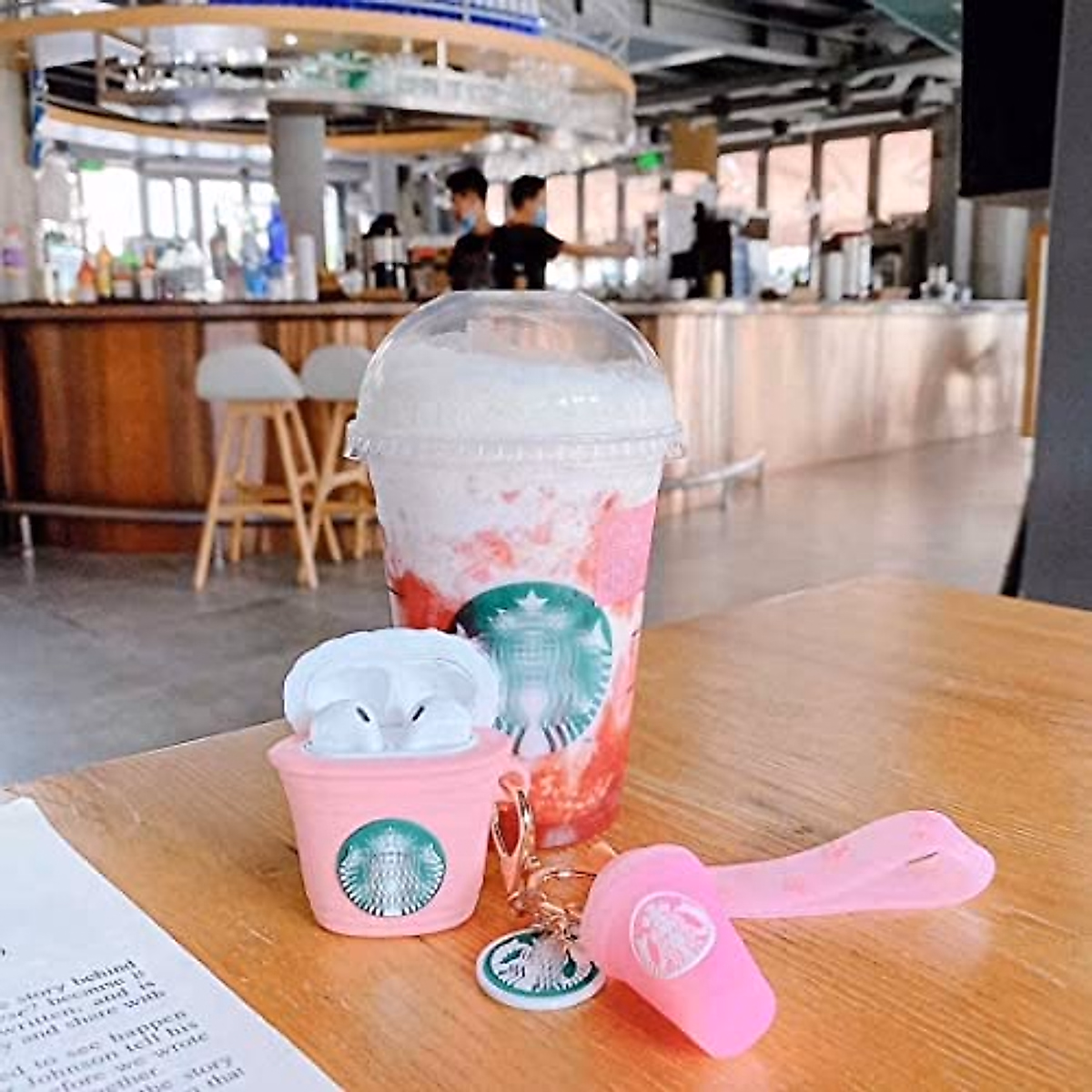 3D Cute Funny Cool Kawaii Fashion Ice Cream Cup for Airpods 2 & 1 Charging Case Pink