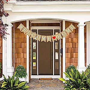 Welcome Home Banner Burlap Sign Party Decorations, Rustic Bunting Garland Family Gathering Photo Booth Props