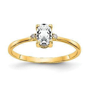 IceCarats 10K Yellow Gold Diamond White Topaz Ring Gemstone Band April Birthstone Jewelry Size 6