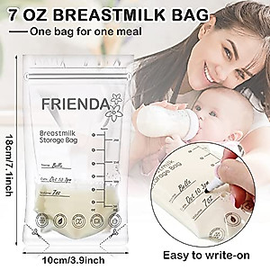 600 Count Breastmilk Storage Bags 7 oz Breast Milk Storage Bags for Breastfeeding Self Standing Breast Milk Storing Bags No Leak Double Seal Freezer Milk Storage for Refrigeration and Freezing