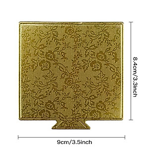 200 Pcs Mini Cake Boards, Floral Embossed Gold Mousse Cake Boards Mini Cake Bases Cake Paper Board Plates Cupcake Dessert Displays Tray Cardboard Dessert Board Pastry Base (Square Cake Boards)