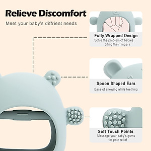 AULEGE Silicone Baby Teether Toy for Infants 3+ Months, Anti-Drop Silicone Baby Mitten Teether for Soothing Teething Pain Relief, Baby Chew Toys for Sucking Needs, BPA Free, Caramel