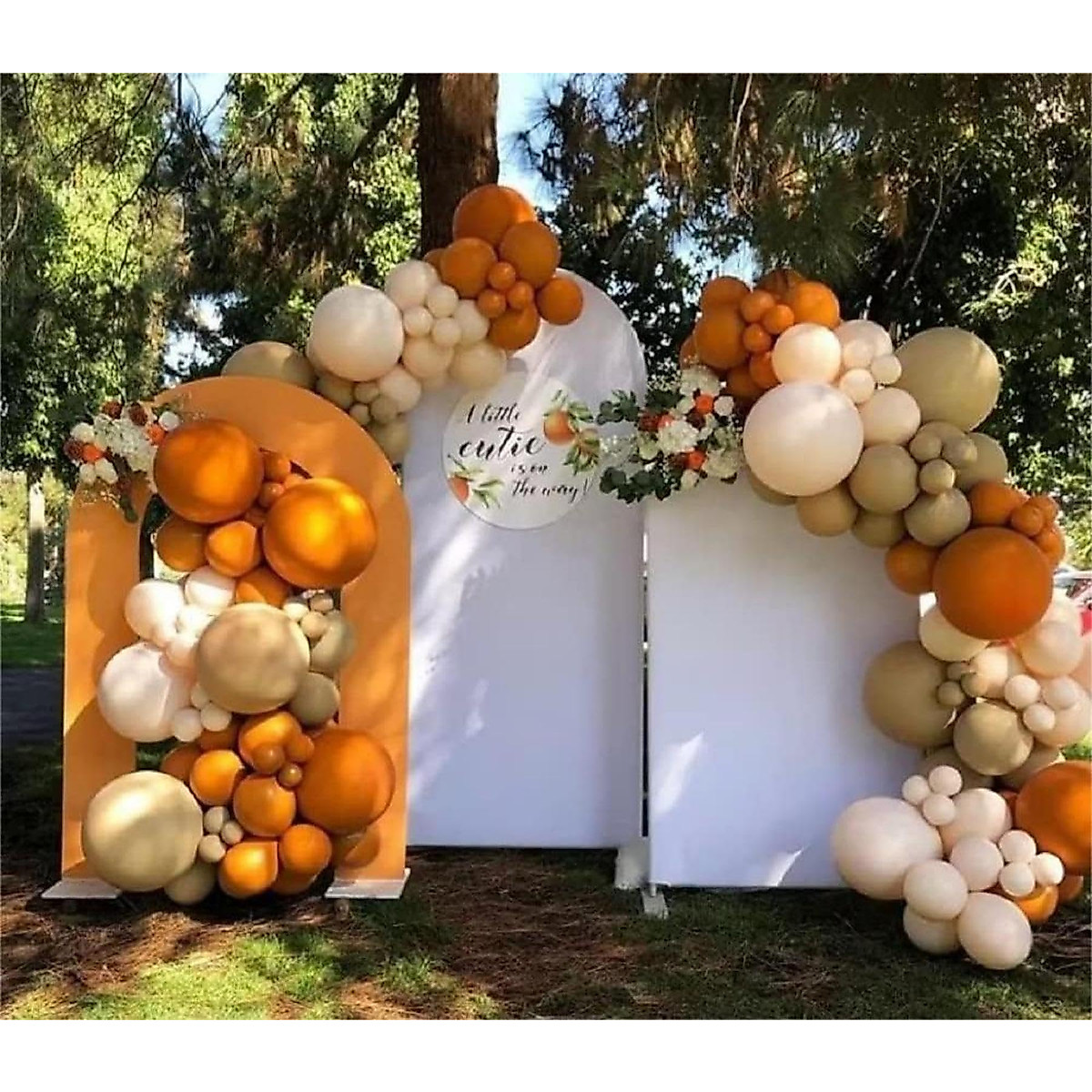 Fall Balloons Garland Arch Kit - Double Stuffed Matte Burnt Orange Cream Peach Apricot Terracotta Latex Balloon Different Sizes 18 12 10 5In Fall Ballon for Baby Shower Party Holiday