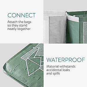 Navaris Recycle Bag Set (3 Pieces) - Reusable Recycling Bags to Separate Paper, Plastic, Glass - Recycling Bins Sorter Bin Organizer for Kitchen, Home