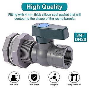 2 Pack 3/4 Inch Rain Barrel Spigot Kit - BILAL Water Barrel PVC Garden Diverter Kit with Bulkhead Fitting Hose Faucet Adapter and Thread Seal Tape for Water Tanks, Aquariums, Tubs, Pool, Garden Barrel