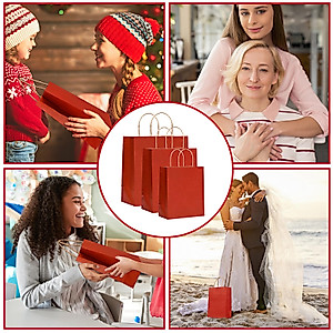 Qilery 30 Pcs Red Gift Bags with Handles Valentine Day Gift Bags Bulk Kraft Paper Treat Bags Candy Goodies Bags for Shopping Valentine's Day Wedding Birthday Party Favor Supplies,Small, Medium, Large