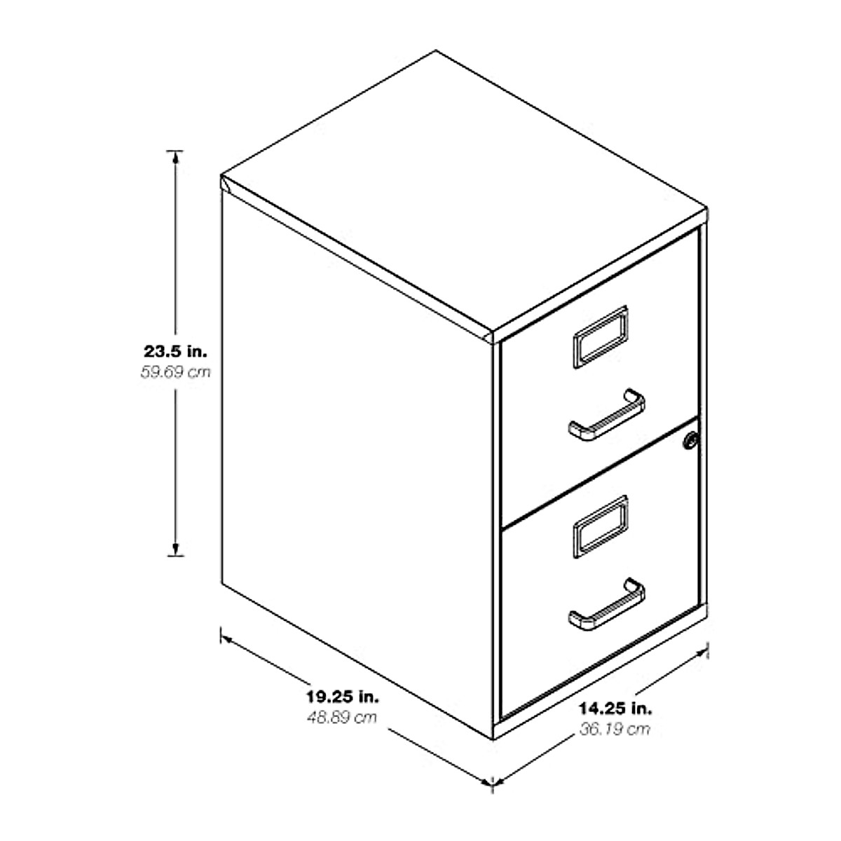 OSP Home Furnishings 2 Drawer Locking Metal File Cabinet, White