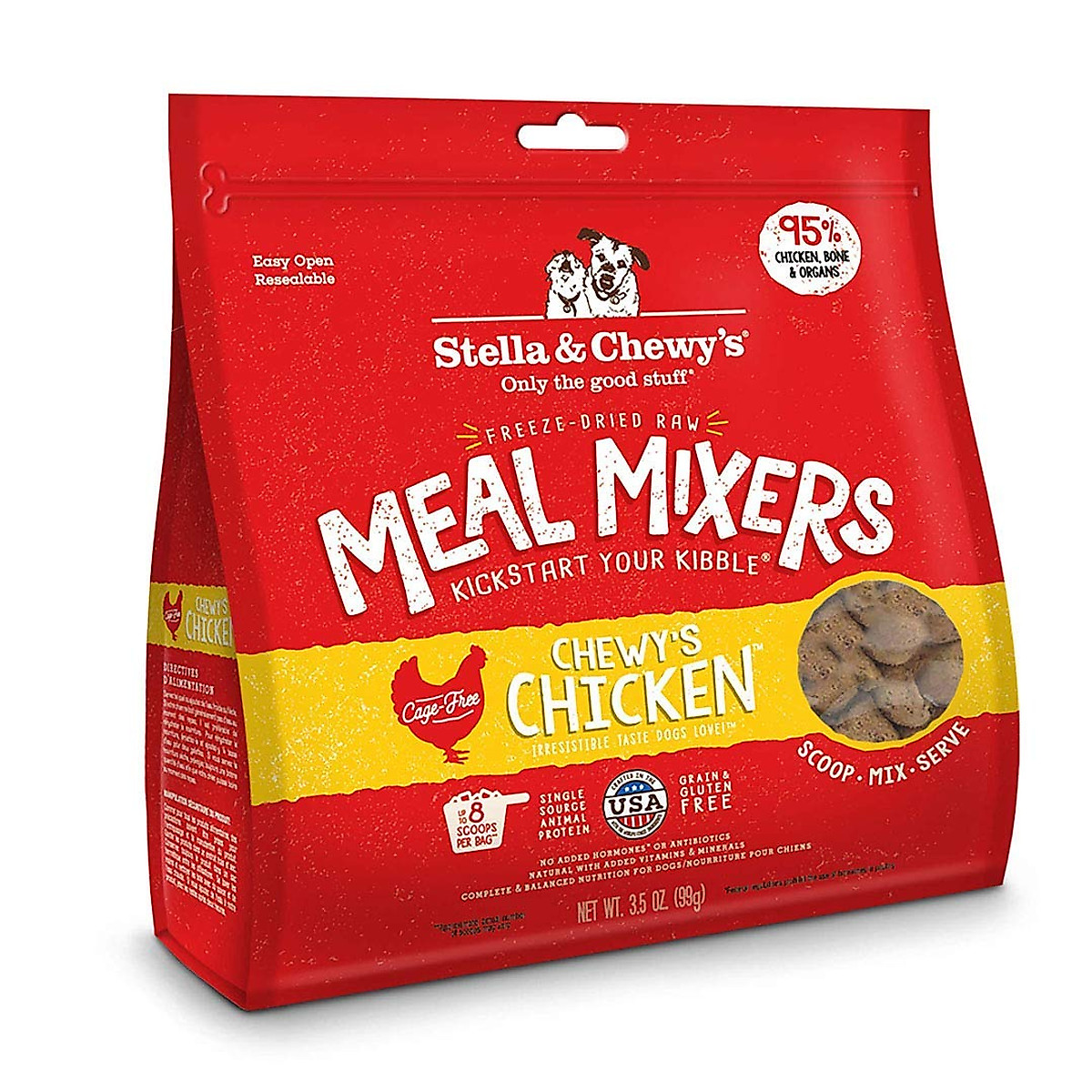 Stella & Chewy's Freeze Dried Raw Chewy’s Chicken Meal Mixers – Dog Food Topper for Small & Large Breeds – Grain Free, Protein Rich Recipe – 3.5 oz Bag