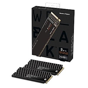 Western Digital WD Black SN750 NVMe PCIE M.2 2280 GEN3 4TB (2TB x 2) PCI-Express Internal Gaming SSD with Heatsink 3D NAND, 3,400 MB/s - WDS200T3XHC