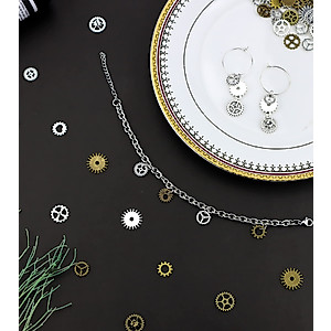 JIALEEY 130PCS Steampunk Gears Charms Bronze & Silver Assorted Antique Steampunk Gears Charms Pendant Clock Watch Wheel Gear DIY for Jewelry Making Crafting