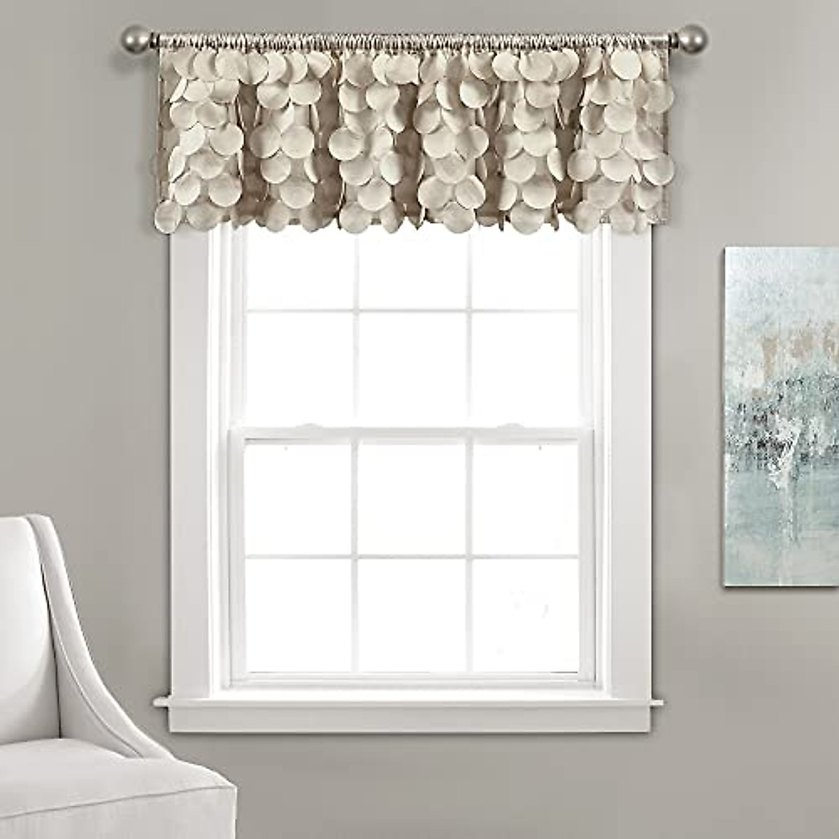 Lush Decor Gigi Window Curtain Valance, 14" Long x 70" Wide, Wheat