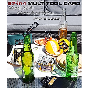 37-in-1 Wallet Tool Card Gift. Black Credit Card Bottle Opener Multitool with Multifunction Tools. Best Stocking Stuffer Gifts for Men, Dads, Husbands, HandyMen & Outdoor Enthusiasts