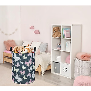 CLOCOR Butterfly Laundry Basket,Waterproof Baby Girls Nursery Hamper, Girls' Room Decor,Kids Toys Storage Bin,Gift Basket（Dream Butterfly