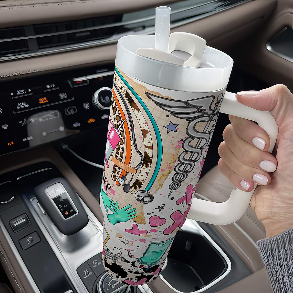 Fancyfams Nurse Tumbler, 40 oz Stainless Steel Travel Mug – Nurse Gifts for Women - Nurse Gifts, Gifts for Nurses, RN Gifts for Nurses, Nurse Cup, Nurse Life Cup (Nurse Life Set)