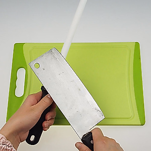 MAYMII Total 12" Length 8” Length Ceramic Rod with Handle Knife Sharpener Kitchen Sharpening Stick White