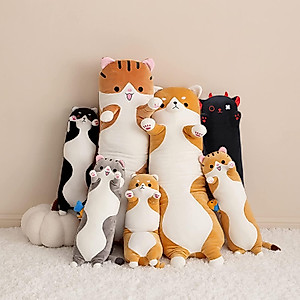 PEACHCAT Long Kitten Plush Pillow Cute Black Cat Stuffed Animal Cat Plush Toy for Kids 19.6"