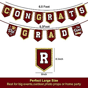 2023 Maroon Graduation Banner - No DIY Required maroon Graduation Party Supplies Decorations Grad Banner for College, High School Party (maroon Congrats Grad)