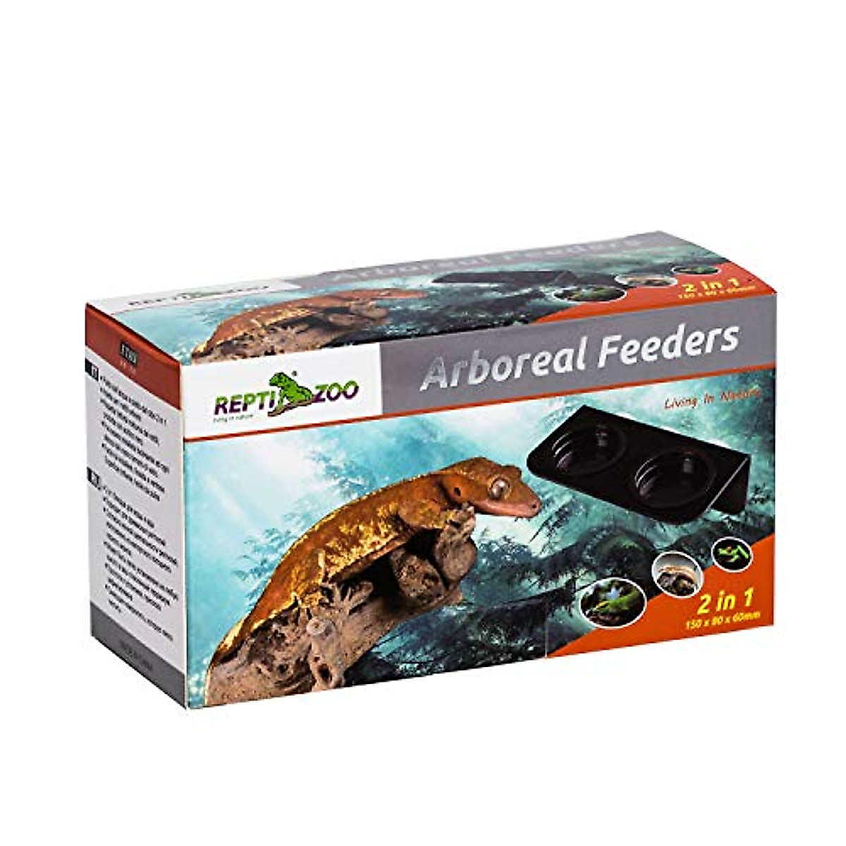 REPTI ZOO Reptile Water Bowl Double Grid Gecko Food Dish Feeder Detachable Suction Cup Reptile Feeding Dish Feeder with 6 Pcs Cups Dish Bowls for Pet Food and Water Feeding