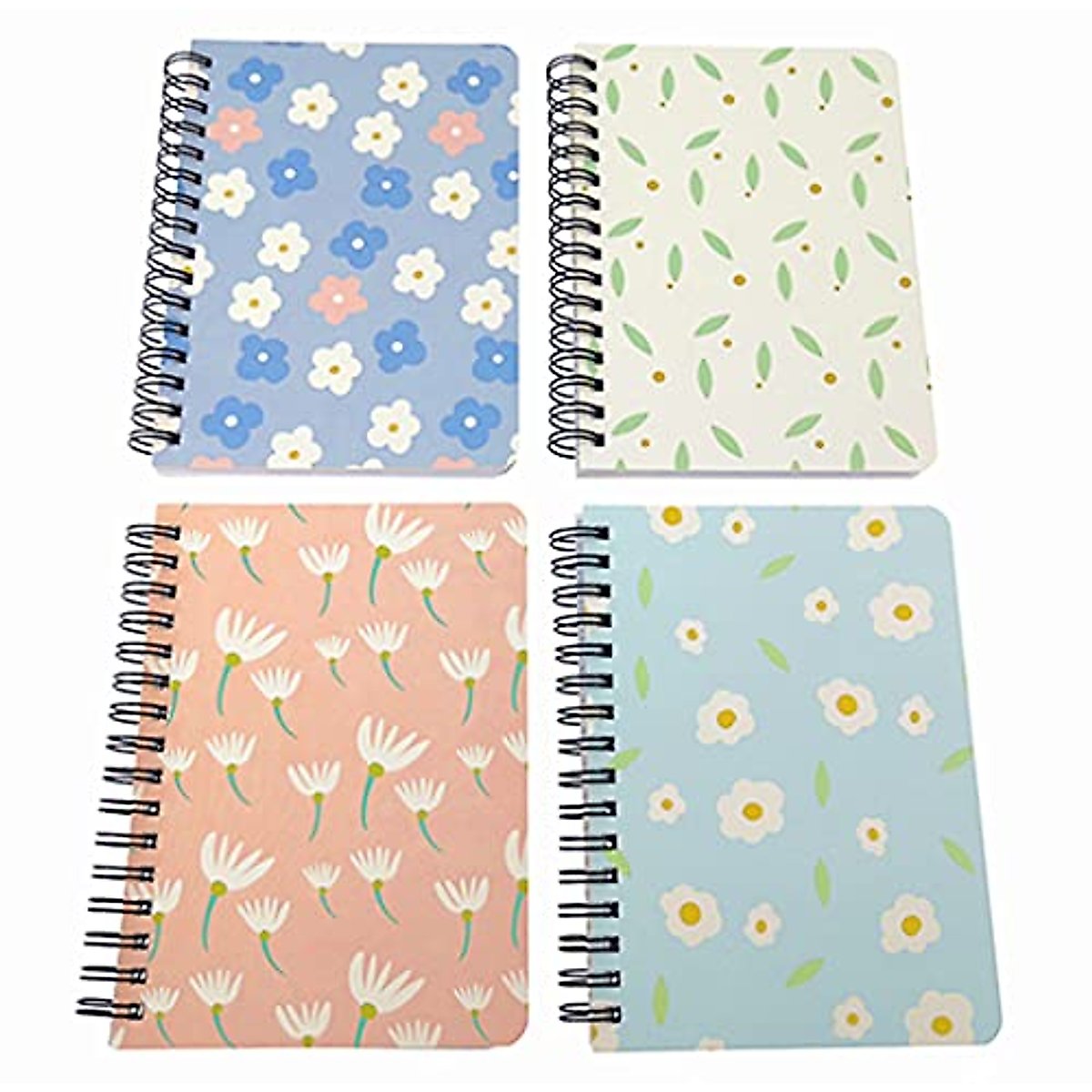 4 Pack A6 Spiral Notebook Journal,Wirebound Ruled Sketch Book Notepad Diary Memo Planner,A6 Size(5.7X4.1") & 80 Sheets (Flower B)